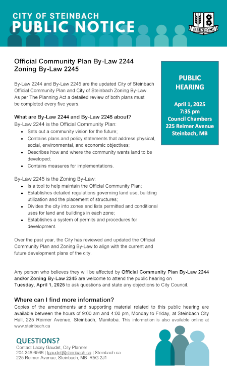 Official Community Plan & Zoning By-Law – Public Hearing on April 1, 2025